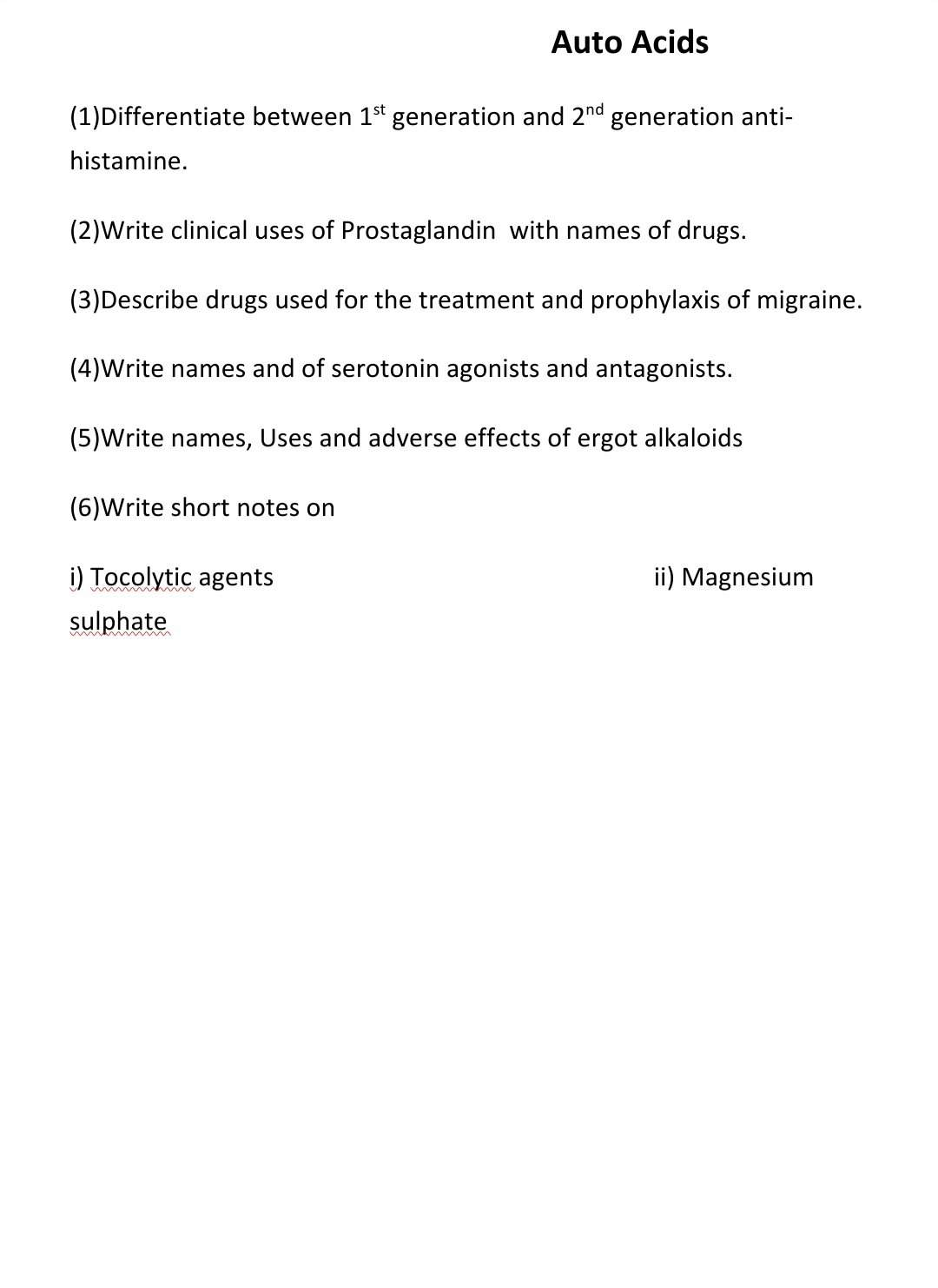 Pharmacology Important Topics – Acha Waqat